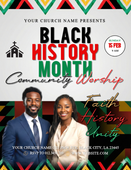 Black History Month Church Flyer Template | Community Worship Service ...