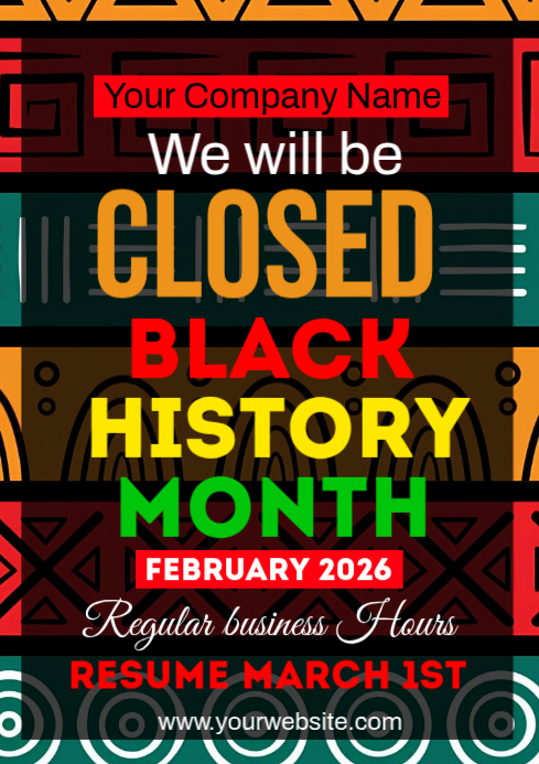 Plantilla de Black History Month Closure Notice A4 | PosterMyWall