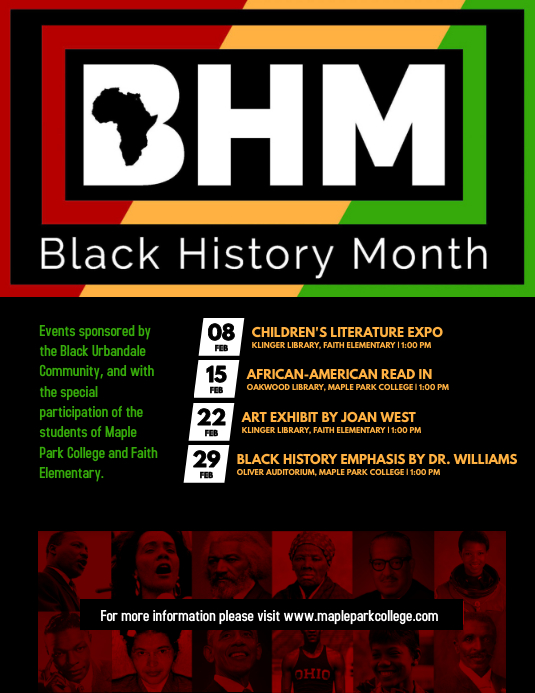 Orange Black History Month Schedule Flyer Template | PosterMyWall