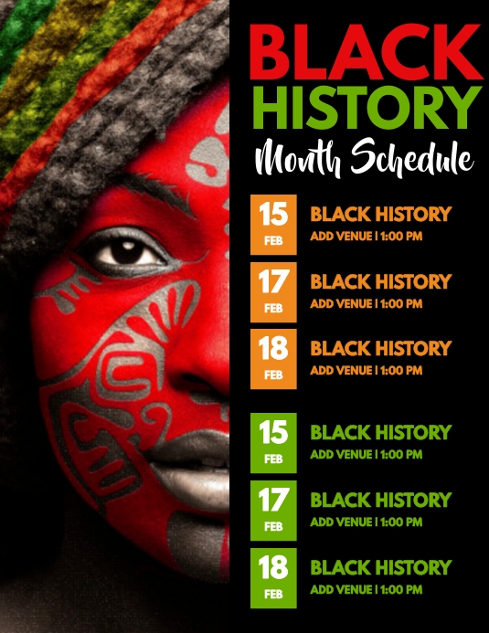 black history month event schedule Template | PosterMyWall