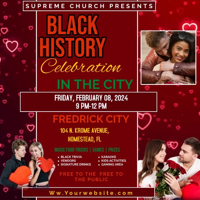 Black History Month Happy Valentine's Day wis Template | PosterMyWall