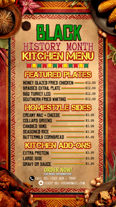 Black History Month Kitchen Menu Template | PosterMyWall