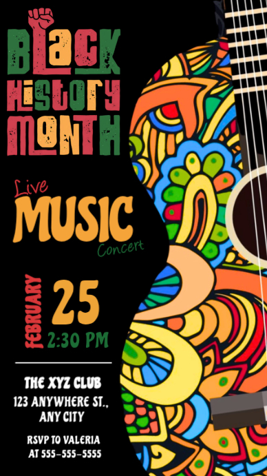 Black History Month Music Concert Digital Display Template | PosterMyWall