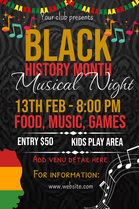 Black history month musical night template | PosterMyWall