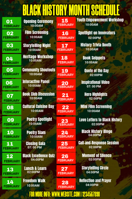 Black History Month schedule Template | PosterMyWall