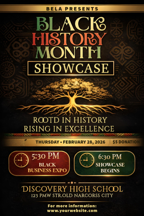Black History Month Showcase Flyer | Cultural Event & School Program ...