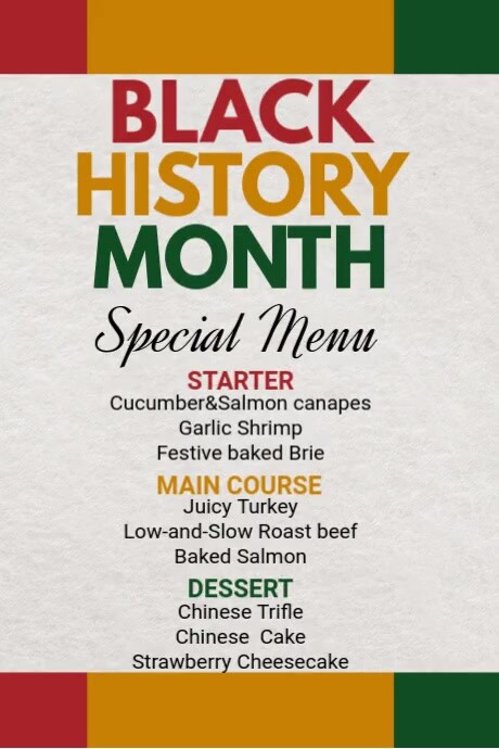 Black History Month Special Menu Template | PosterMyWall