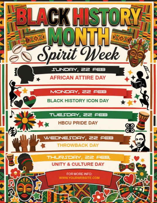 Plantilla de Black History Month Spirit Week Flyer | PosterMyWall