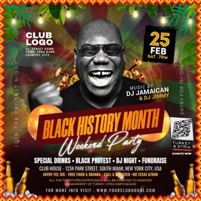 Plantilla de Black History Month Weekend Party Template | PosterMyWall