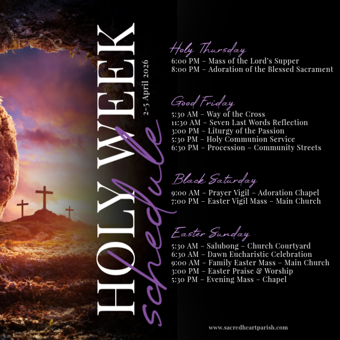 Black Holy Week Schedule Instagram Post Template | PosterMyWall