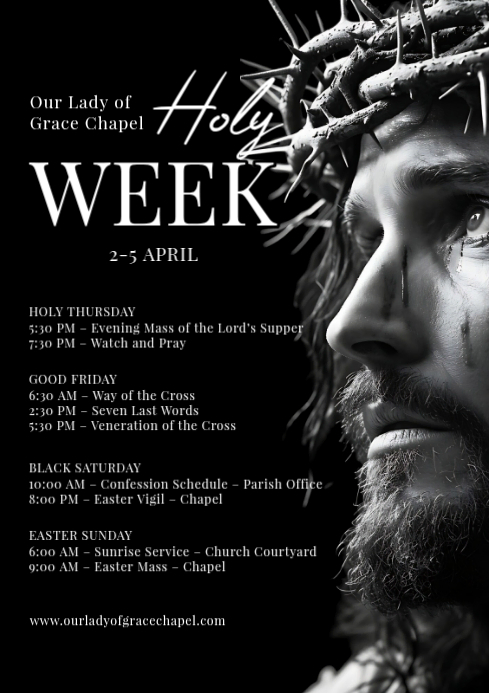 Plantilla de Black Holy Week Services A4 | PosterMyWall