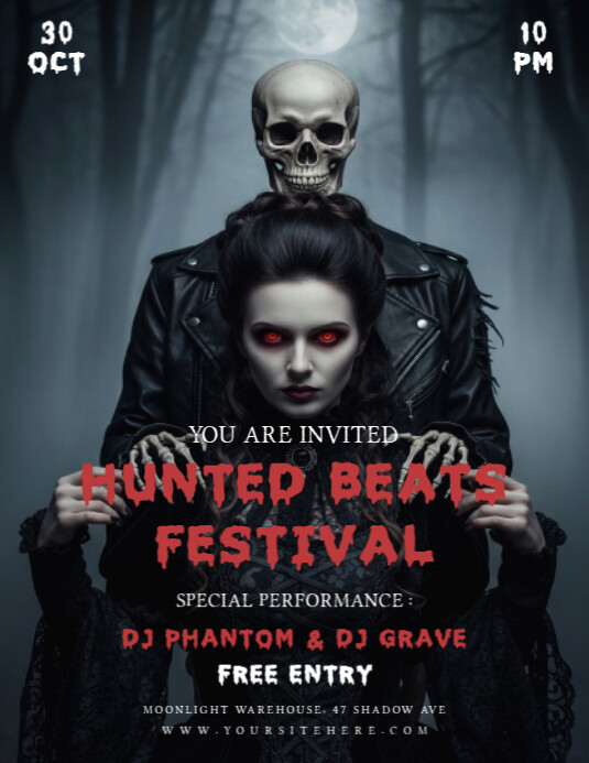 Black Horror Halloween Party Flyer Template | PosterMyWall