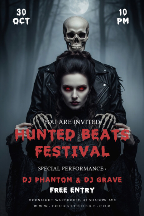 Black Horror Halloween Party Poster Template | PosterMyWall