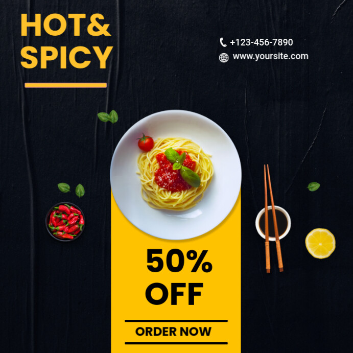 Copy of Black Hot And Spicy Food Instagram Post | PosterMyWall