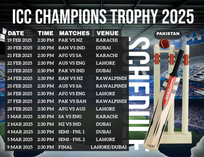 Black Icc Champions Trophy 2025 Flyer (us Letter) Template | PosterMyWall