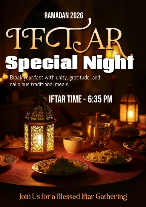 Black Iftar Gathering A4 Template | PosterMyWall
