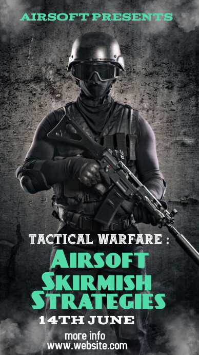 Black Illustrative Airsoft Skirmish Army Day Template | PosterMyWall