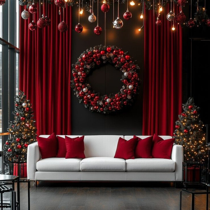 Black Illustrative Backdrop Curtain Instagram Post Template | PosterMyWall
