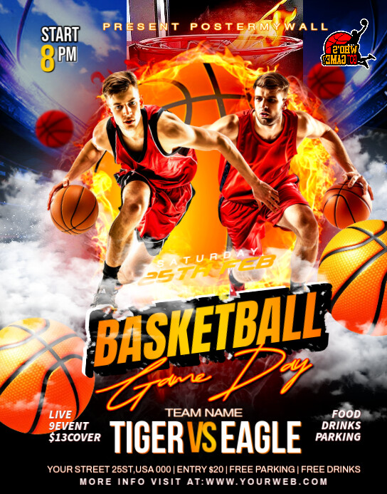 Black Illustrative Basketball Game Day Poster/wallboard Template ...