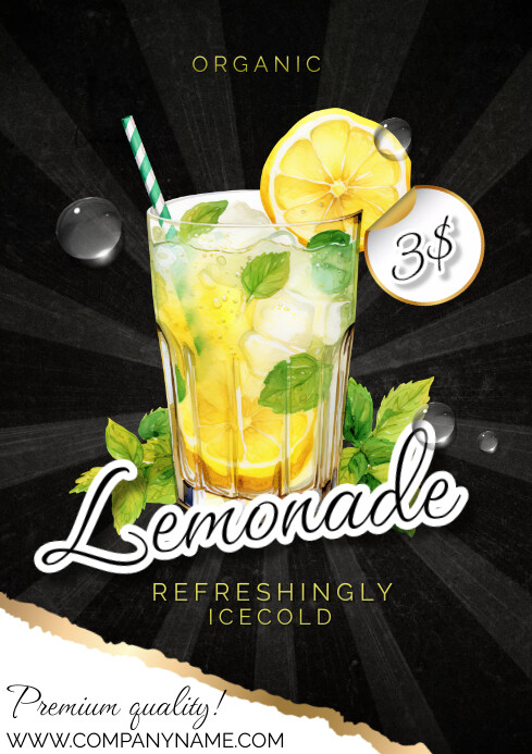 Black Illustrative Black Background Lemonade Template | PosterMyWall