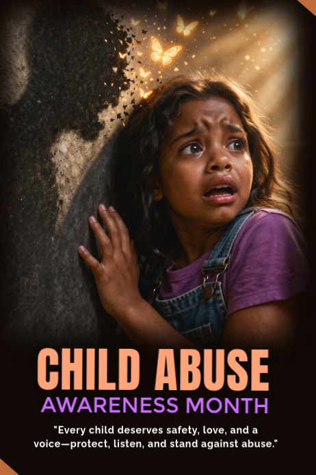 Black Illustrative Child Abuse Awareness Poster Template | PosterMyWall