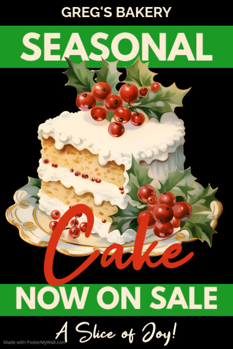 Copy of Black Illustrative Christmas Cake Ad Poster | PosterMyWall