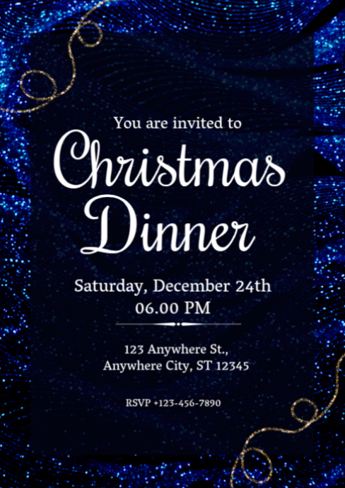 Copy of Black Illustrative Christmas Dinner Party Invitation A6 ...