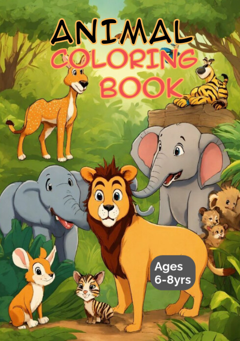 Black Illustrative Coloring Book Cover A4 Template | PosterMyWall