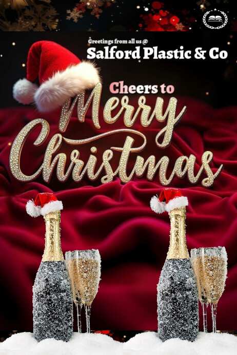 Black Illustrative Company Merry Christmas Cheers Greetings Poster ...