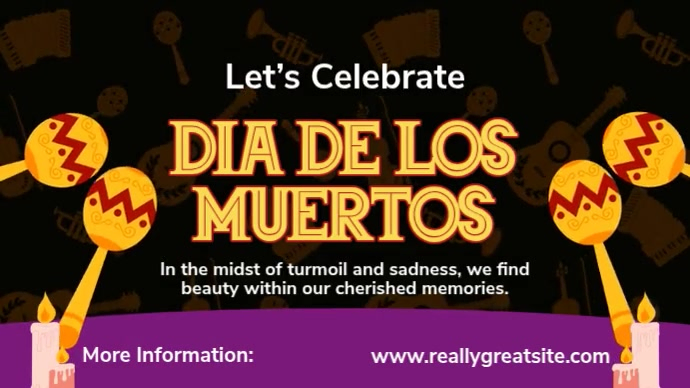 Black Illustrative Dia De Los Muertos Digital Display (16:9) Templat ...