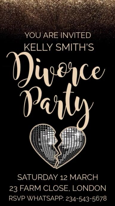 Plantilla de Black Illustrative Divorce Party Instagram Reel | PosterMyWall