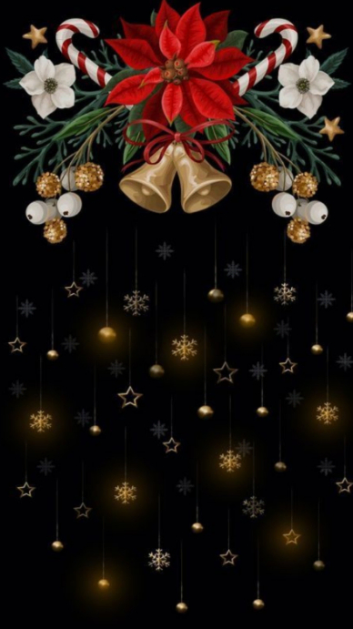 Black Illustrative Elegant Christmas Bells With Hanging Ornaments On ...