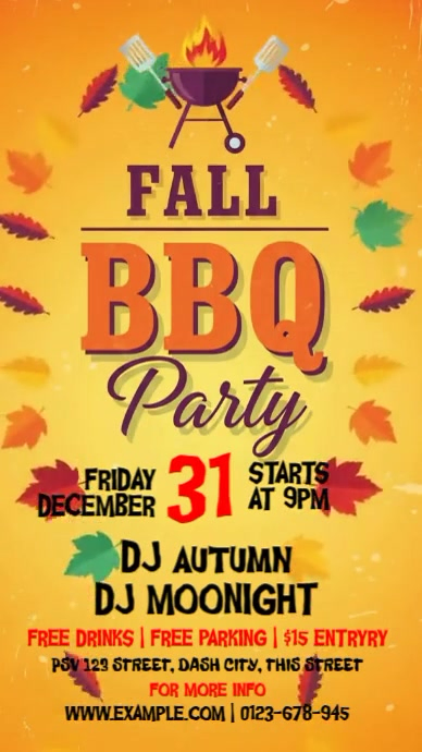 Black Illustrative Fall Bbq Party Instagram Story Template | PosterMyWall