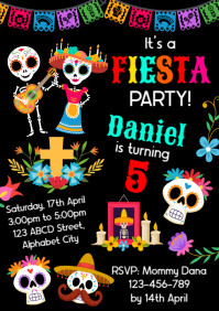 Purple Illustrative Fiesta Birthday Invitation Flyer (us Letter ...
