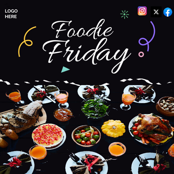 Plantilla de Black Illustrative Foodie Friday Instagram Po | PosterMyWall