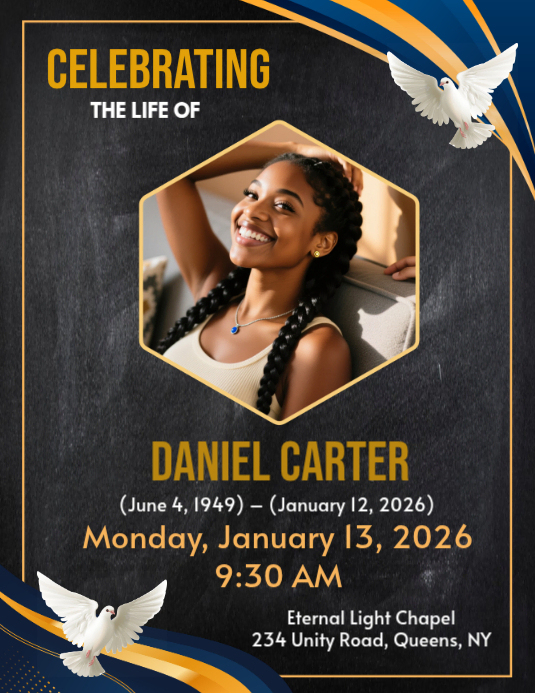 Black Illustrative Funeral Celebration Of Life Flyer Flyer (us Letter ...