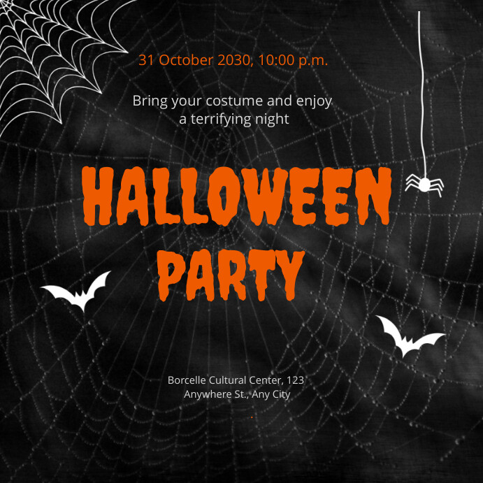 Black Illustrative Halloween Party Instagram Template | PosterMyWall