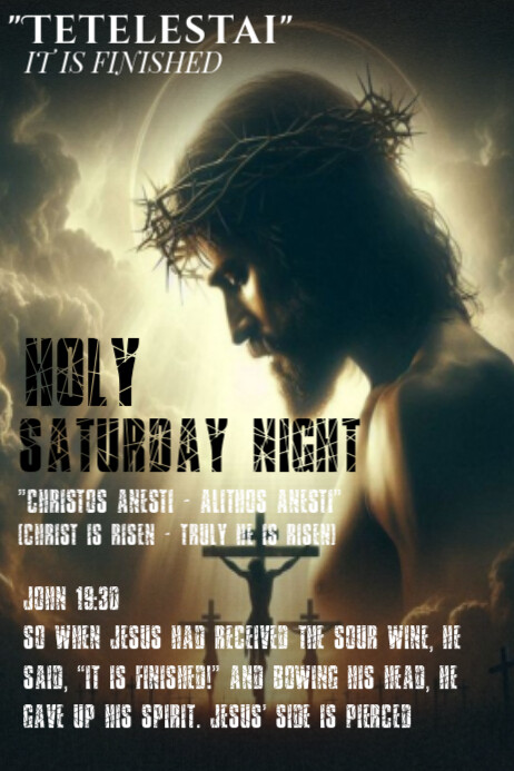 Black Illustrative Holy Saturday Night Poster Template | PosterMyWall
