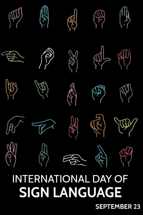 Black Illustrative International Day Of Sign Template | PosterMyWall