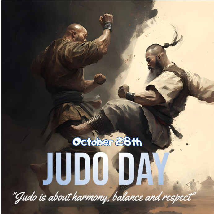 Black Illustrative Judo Day Instagram Post Template | PosterMyWall