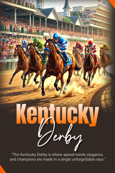 Black Illustrative Kentucky Derby Poster Template | PosterMyWall