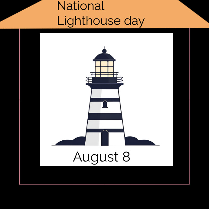Black Illustrative Lighthouse Day Celebration Template | PosterMyWall