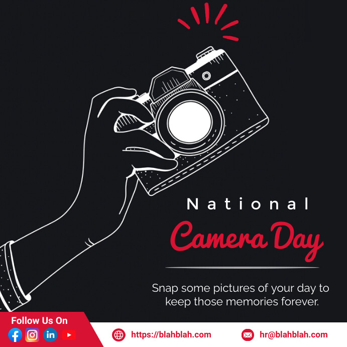 Black Illustrative National Camera Day Instag Template | PosterMyWall