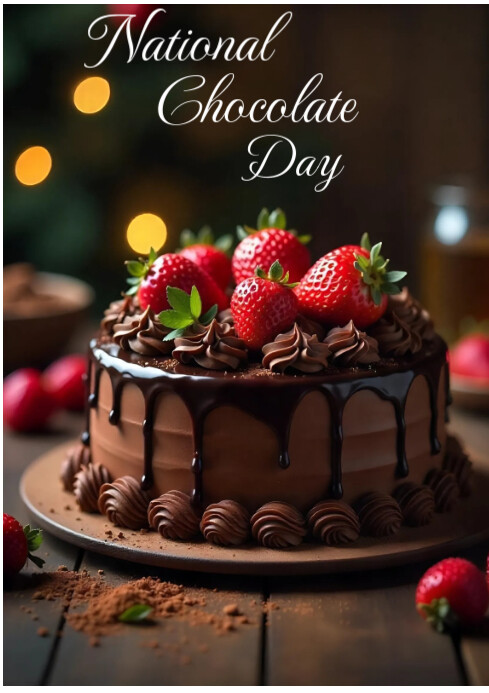 Copy of Black Illustrative National Chocolate Cake Day A4 | PosterMyWall