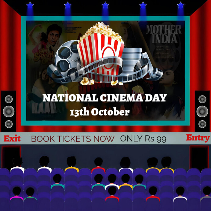 Plantilla de Black Illustrative National Cinema Day Instagram Post ...