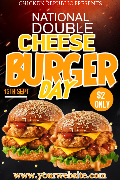 Copy of Black Illustrative National Double Cheeseburg | PosterMyWall