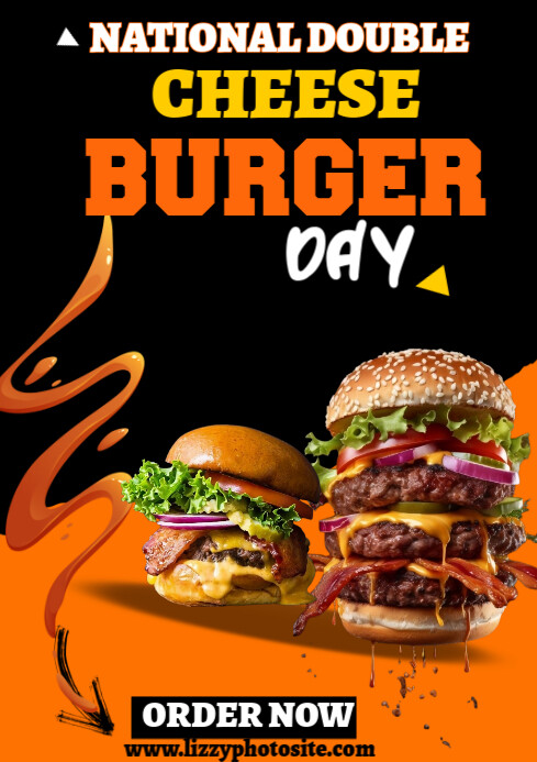 Black Illustrative National Double Cheeseburg Template | PosterMyWall