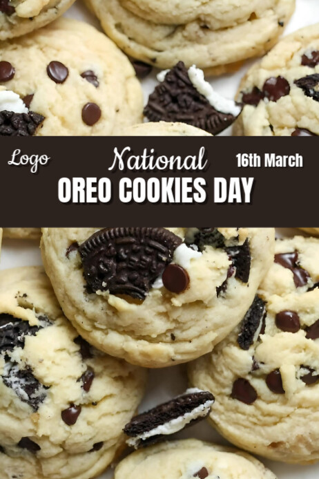 Black Illustrative National Oreo Cookies Day Poster Template | PosterMyWall