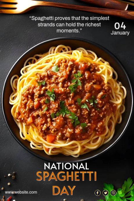 Plantilla de Black Illustrative National Spaghetti Day Poster ...