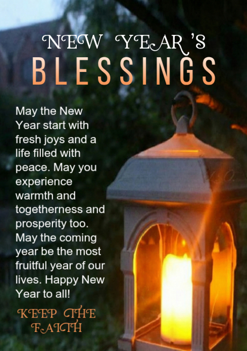 Black Illustrative New Year's Blessings A4 Template | PosterMyWall